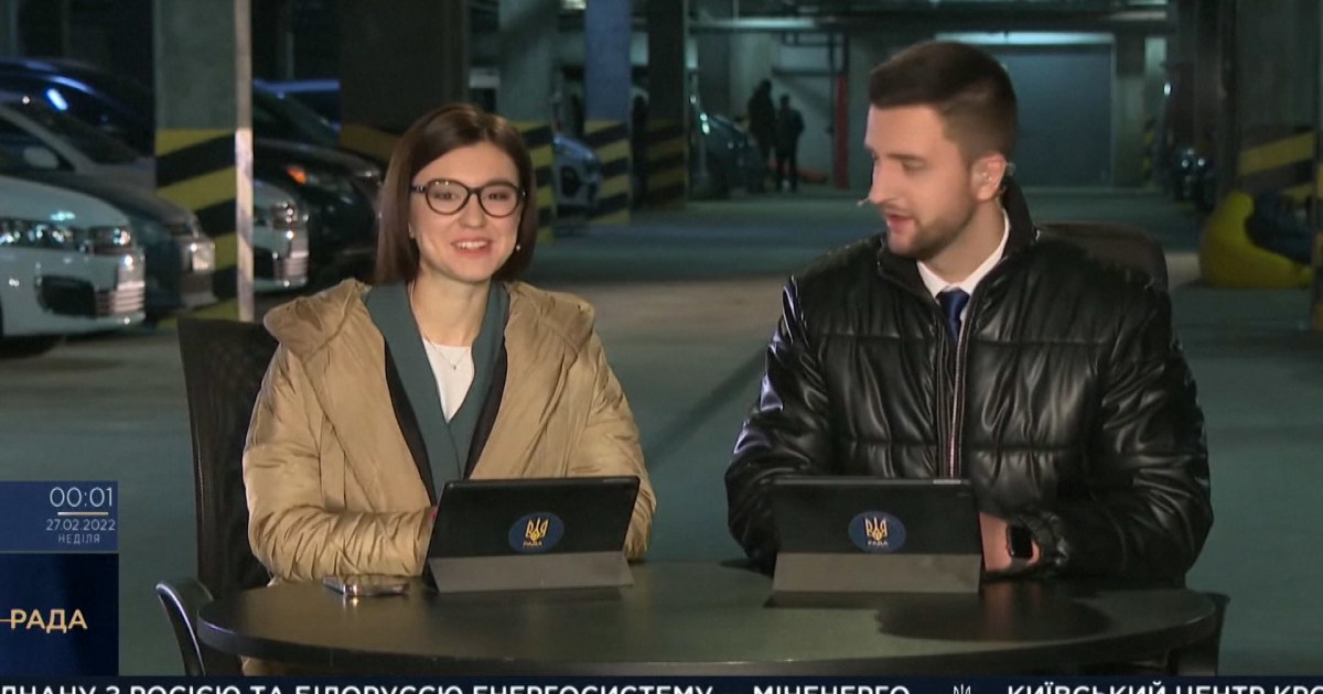 Ukrainian TV channel broadcasts from underground parking lot