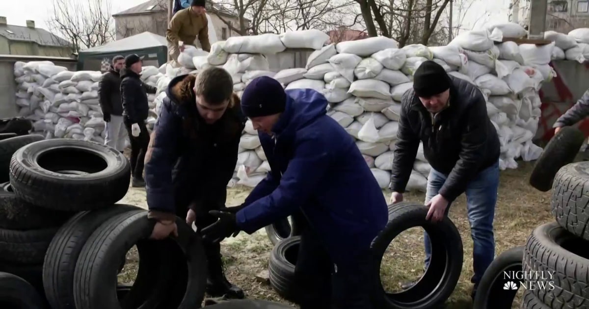 Ukrainian civilians preparing to defend their country