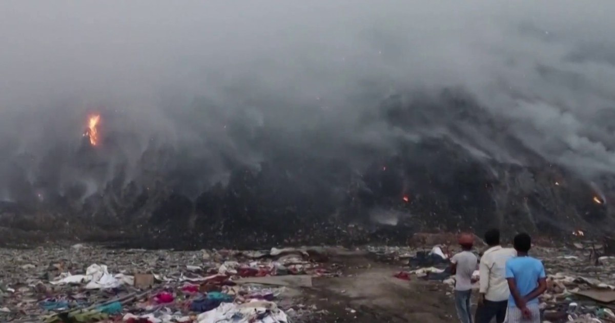 Massive landfill fire sparks during Indian heat wave, impacting air quality