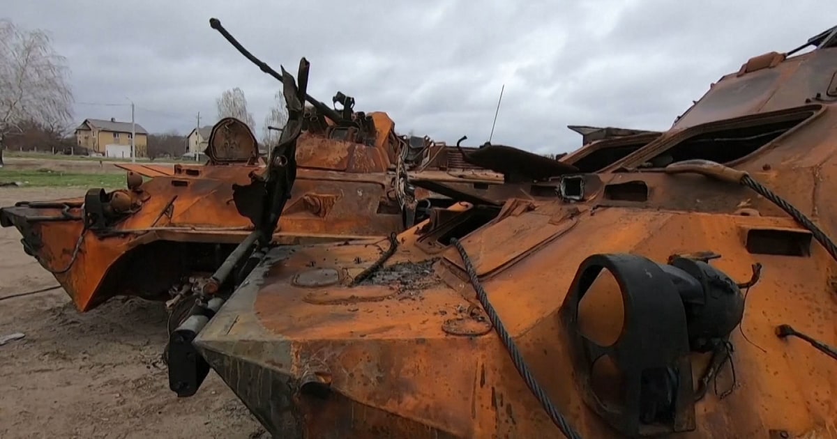 'Tank graveyard' develops at Bucha, Ukraine