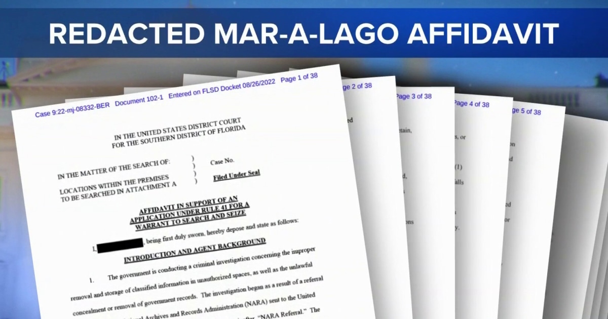 DOJ releases redacted Mar-a-Lago search warrant affidavit