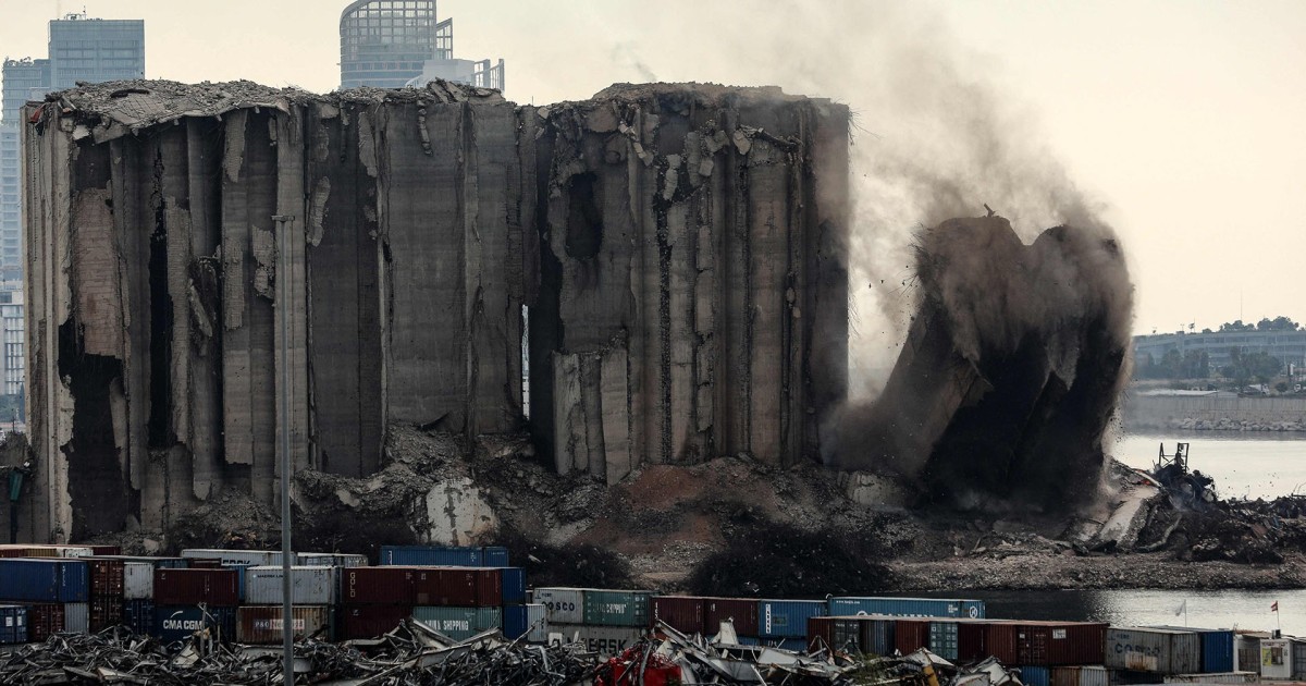 Watch: Beirut grain silo collapses on second anniversary of fatal blast