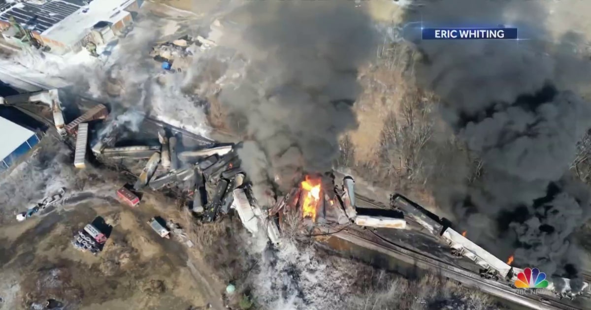 Toxic threat looms over eastern Ohio village after train derailment