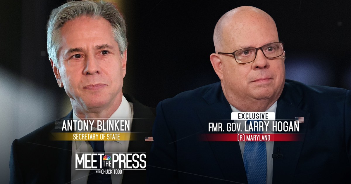 Feb. 19 — Sec. Antony Blinken and fmr. Gov. Larry Hogan Feb. 19 — Sec. Antony Blinken and fmr. Gov. Larry Hogan