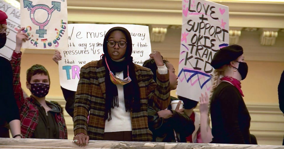 Trans-rights group protests inside Oklahoma Capitol