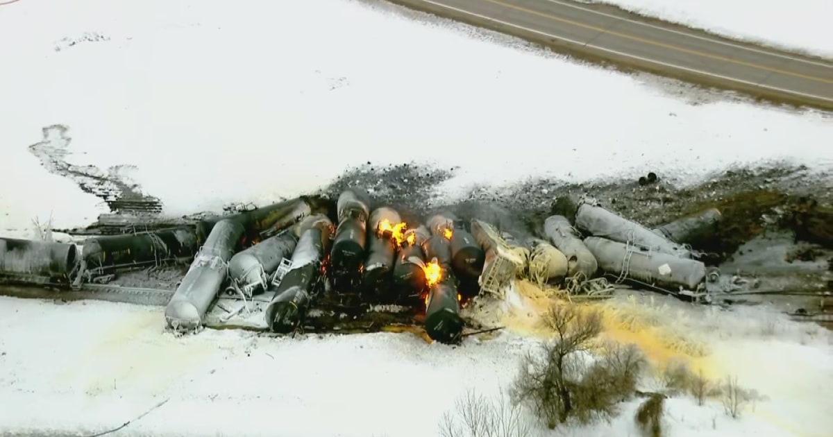 Train carrying ethanol derails, catches fire in Minnesota