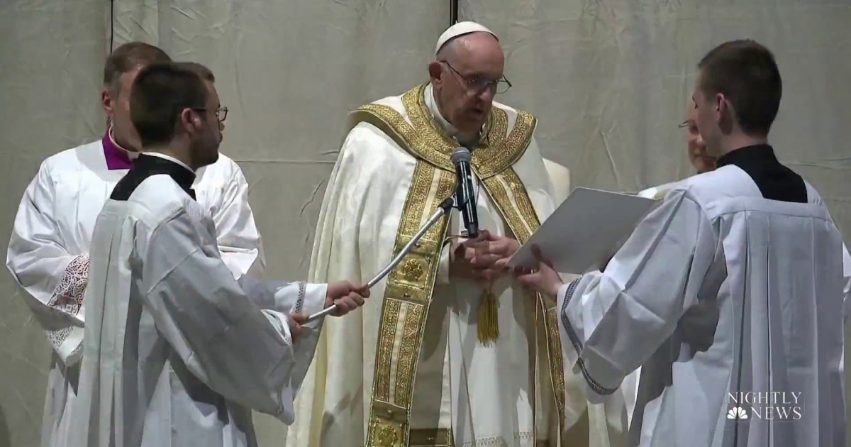 Pope Francis leads Easter vigil Mass after missing outdoor procession ...