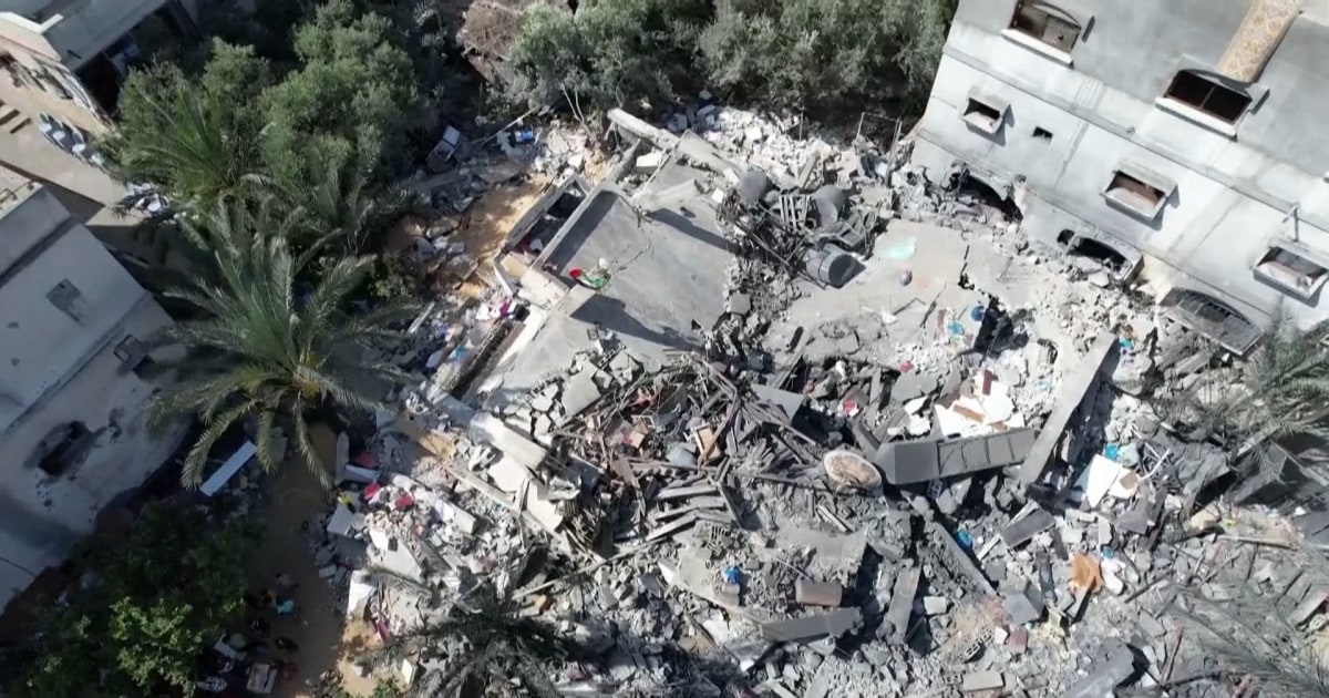 Drone footage shows massive destruction in Gaza one week after violence