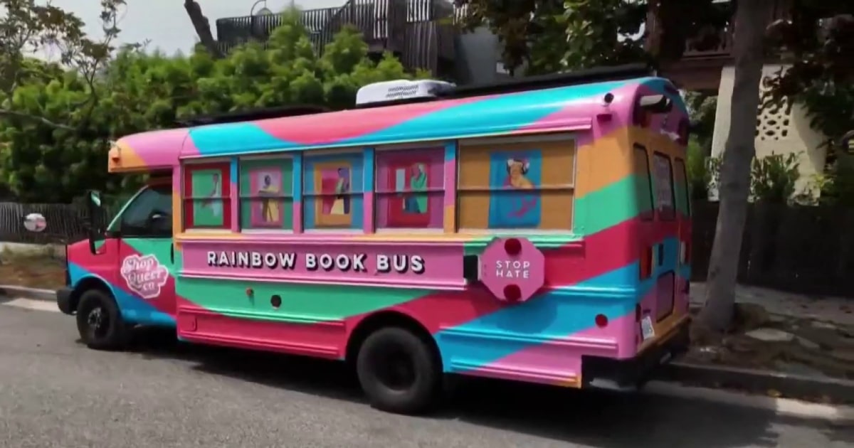 School bus converted into mobile library to protest LGBTQ book bans