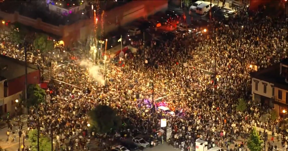 Denver Nuggets fans celebrate after NBA championship win