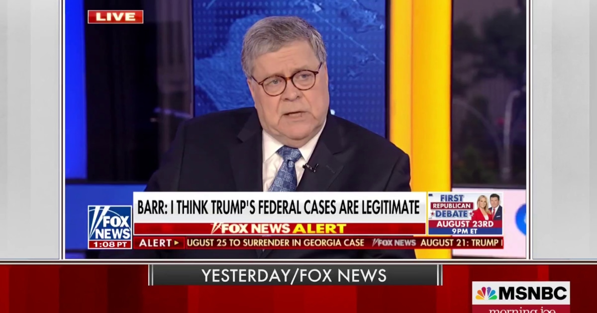 Bill Barr says federal cases 'legitimate', predicts conviction by next summer