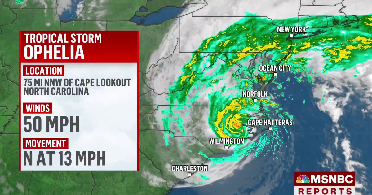 Tropical Storm Ophelia brings heavy rain and winds to North Carolina