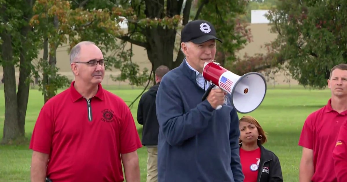 Biden joins striking United Auto Workers on the picket line in Detroit
