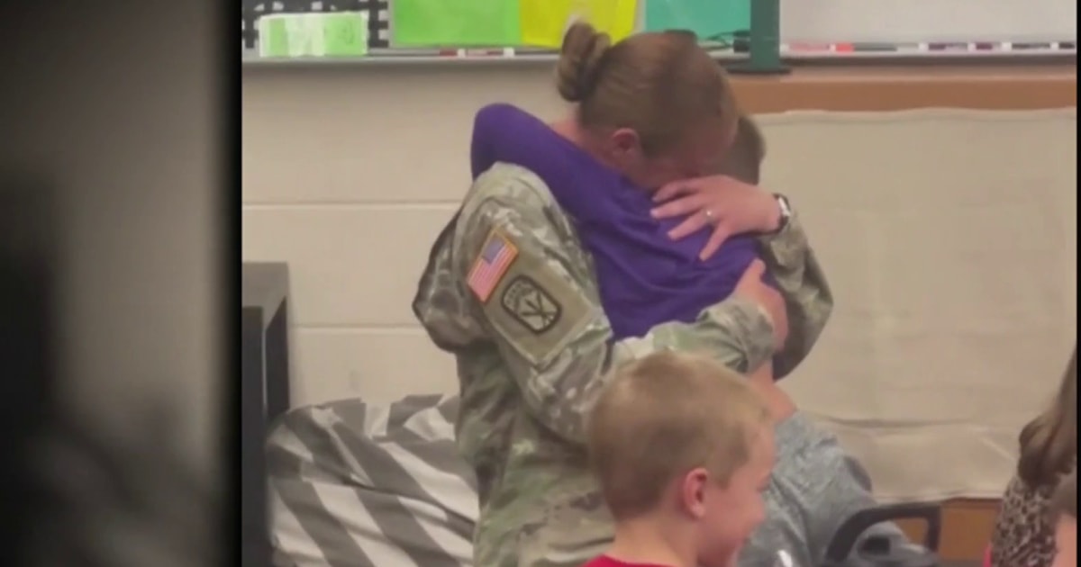 Iowa National Guard Mom Surprises Her Son At School