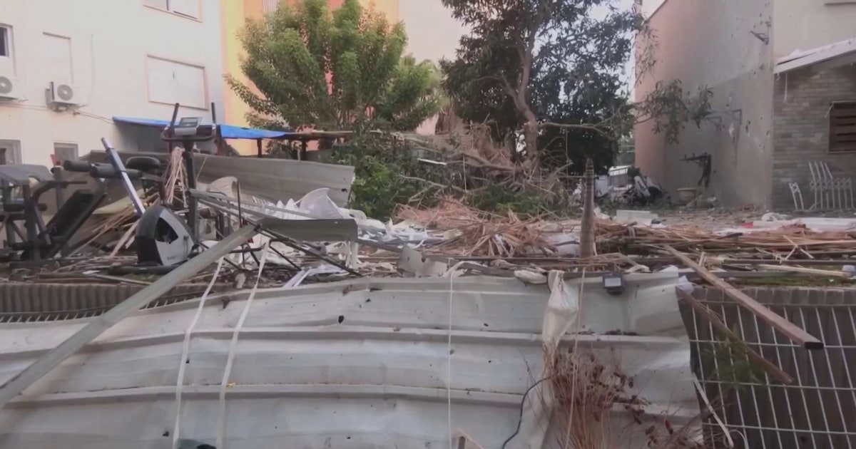 Buildings in Ashkelon, Israel, damaged after rockets fired from Gaza