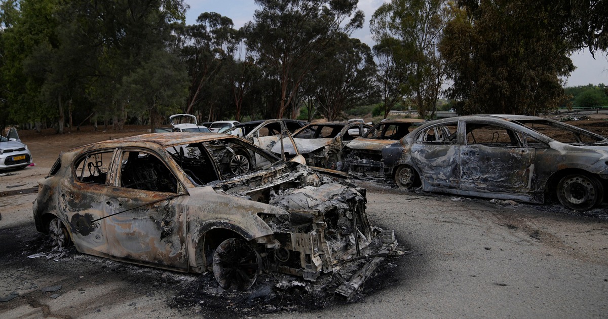 Video shows destroyed vehicles after Israel music festival attack