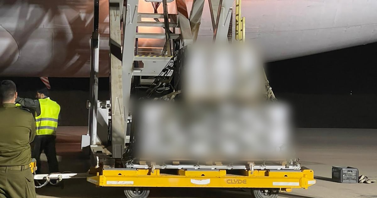 Israel says video shows advanced weaponry arriving from U.S.