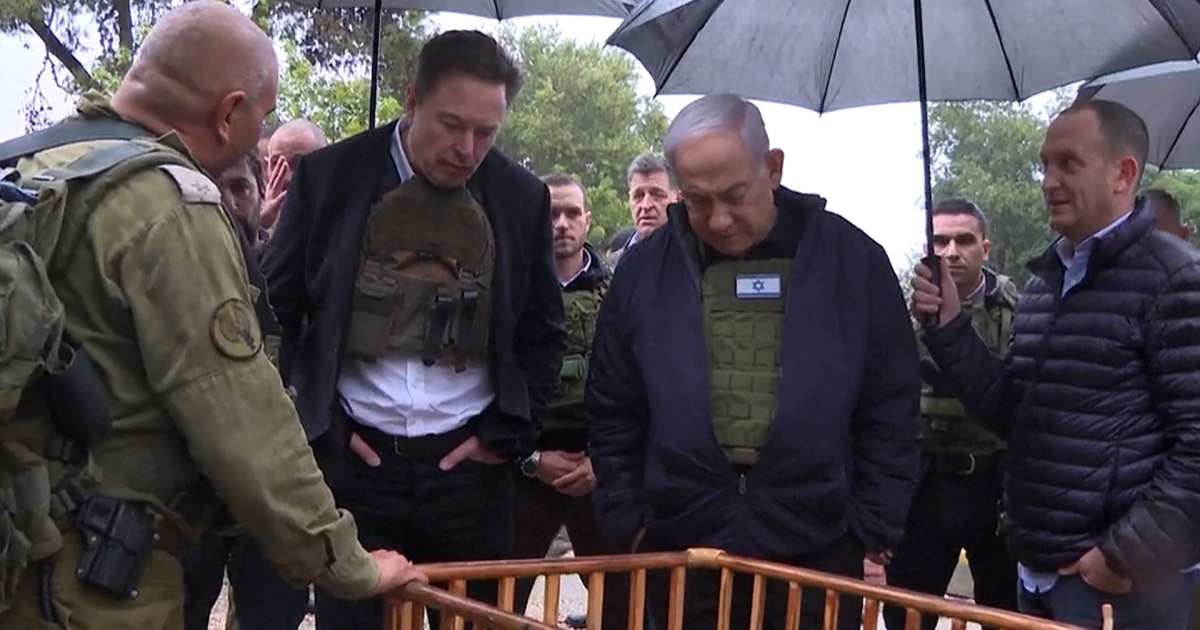 Elon Musk visits Kfar Aza kibbutz with Israeli PM Netanyahu Elon Musk visits Kfar Aza kibbutz with Israeli PM Netanyahu