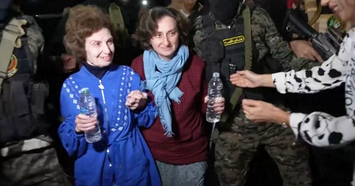 Hamas video shows release of two Russian Israeli women in Gaza