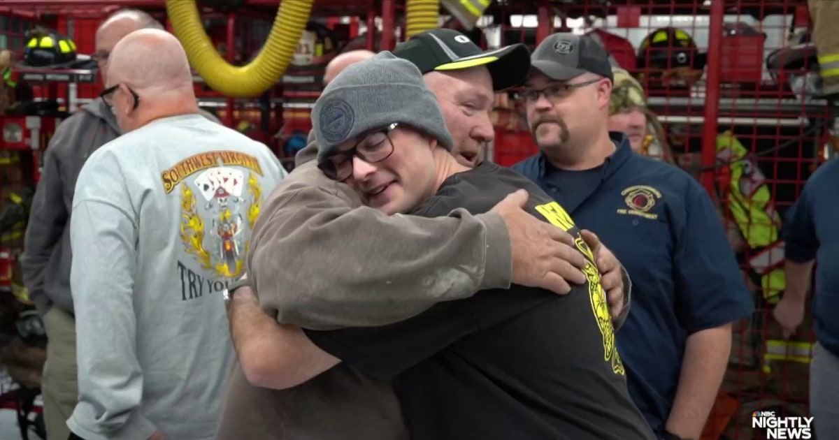 Virginia firefighters cut hair to support colleague undergoing cancer ...