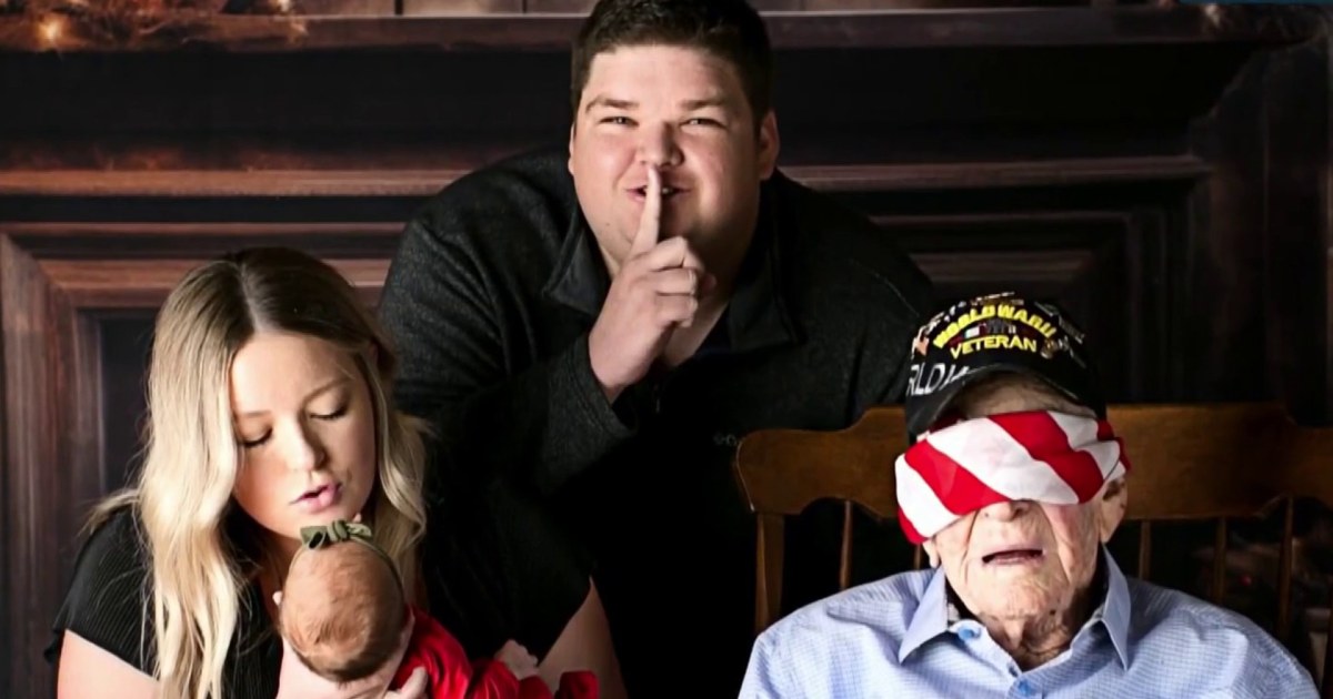 WWII vet meets first great-great-granddaughter in viral moment