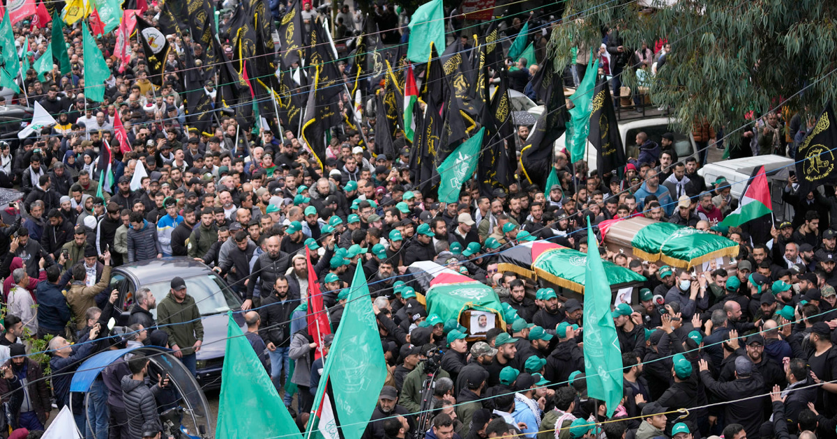 Huge crowds attend Beirut funeral of Hamas deputy leader Saleh al-Arouri