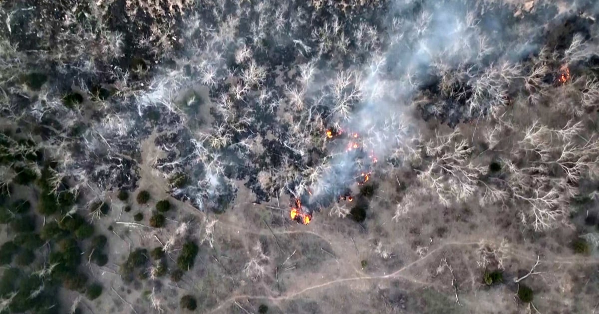 Dramatic wildfire drone video shows scorched, smoldering Texas landscape