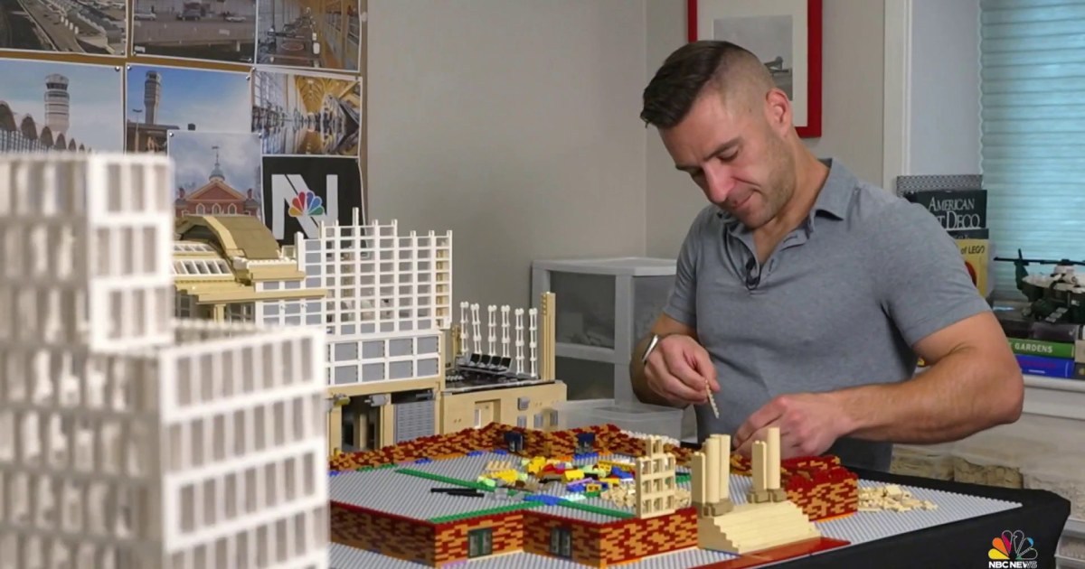 Piece by piece, he creates Lego masterpieces