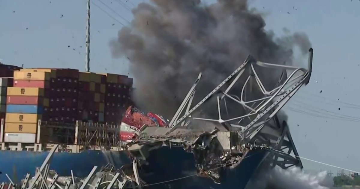 Crews demolish key portion of collapsed Baltimore bridge