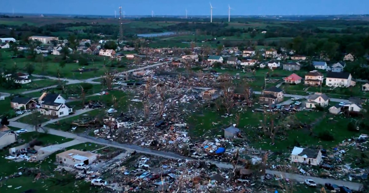 Drone video shows extensive damage following fatal Iowa tornado