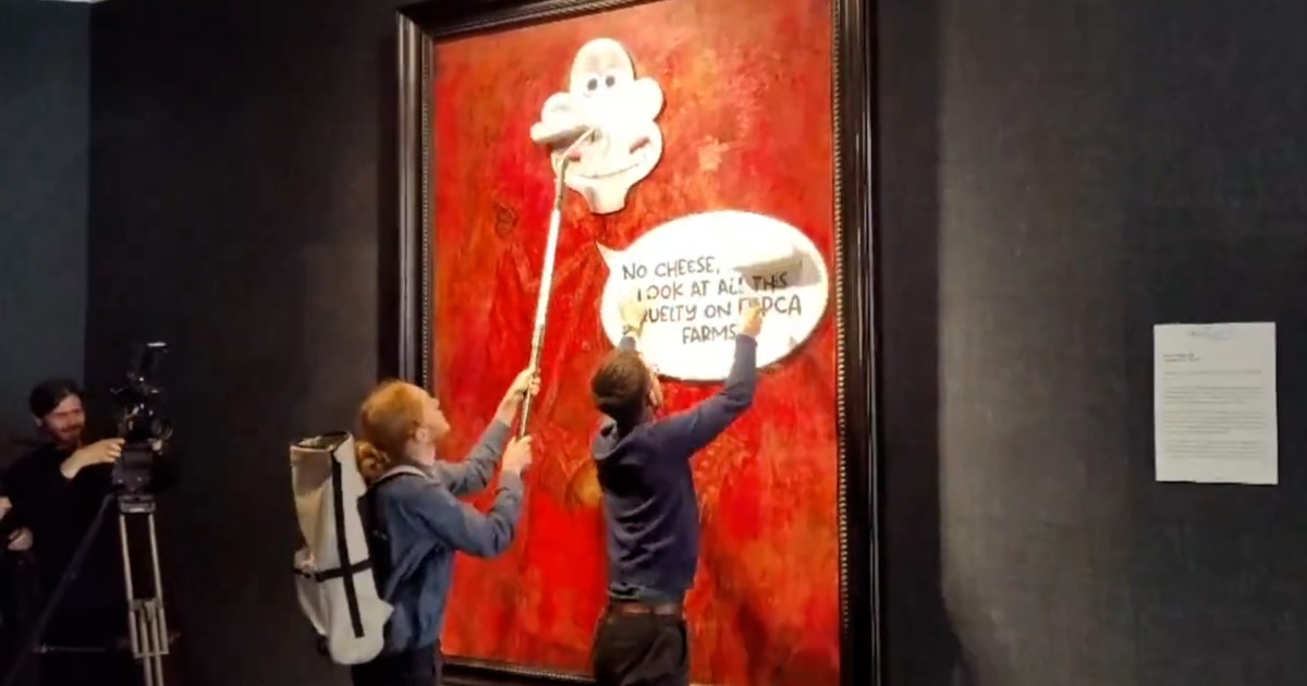 WATCH: Animal rights activists deface King Charles III portrait