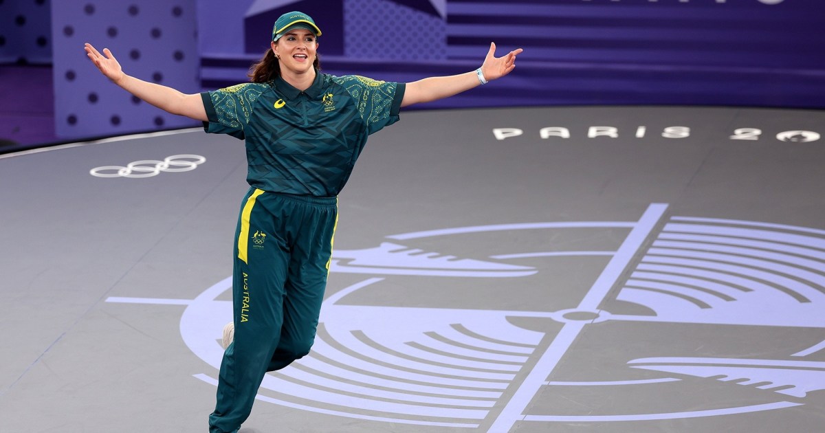 Raygun tries 'kangaroo hop' during breaking performance at Paris Olympics