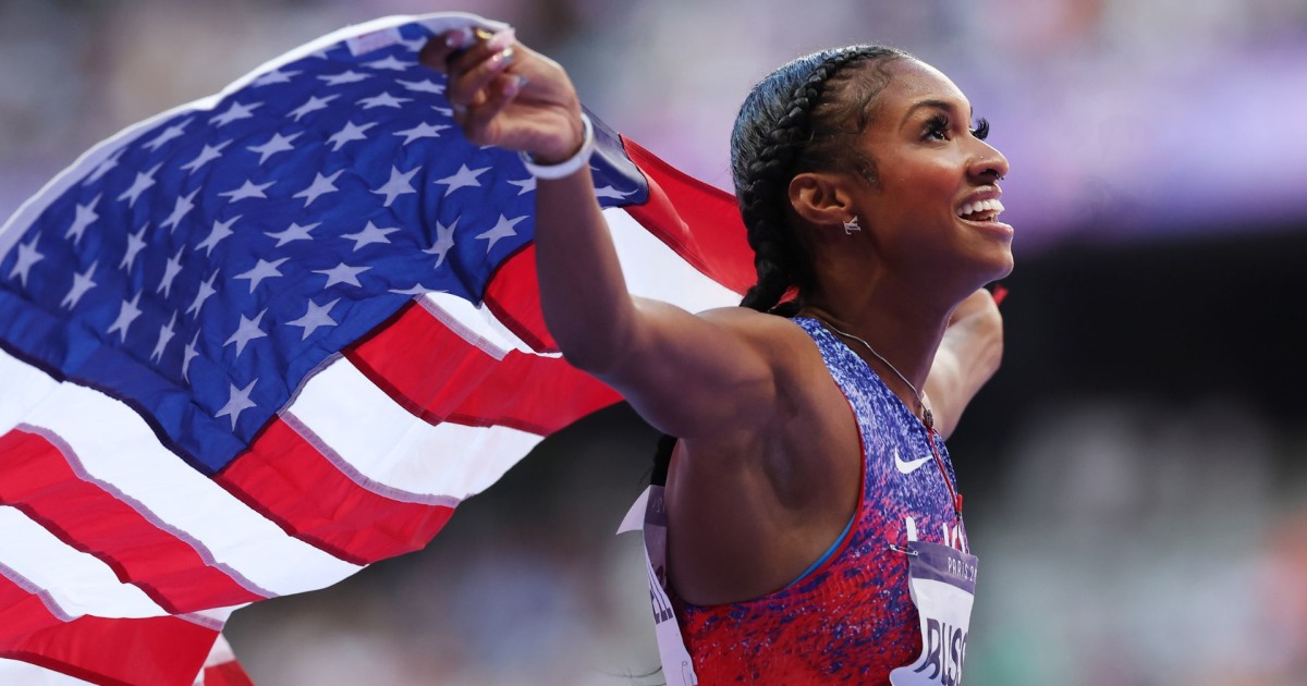 Masai Russell claims her first Olympic crown, winning women's 100m hurdles