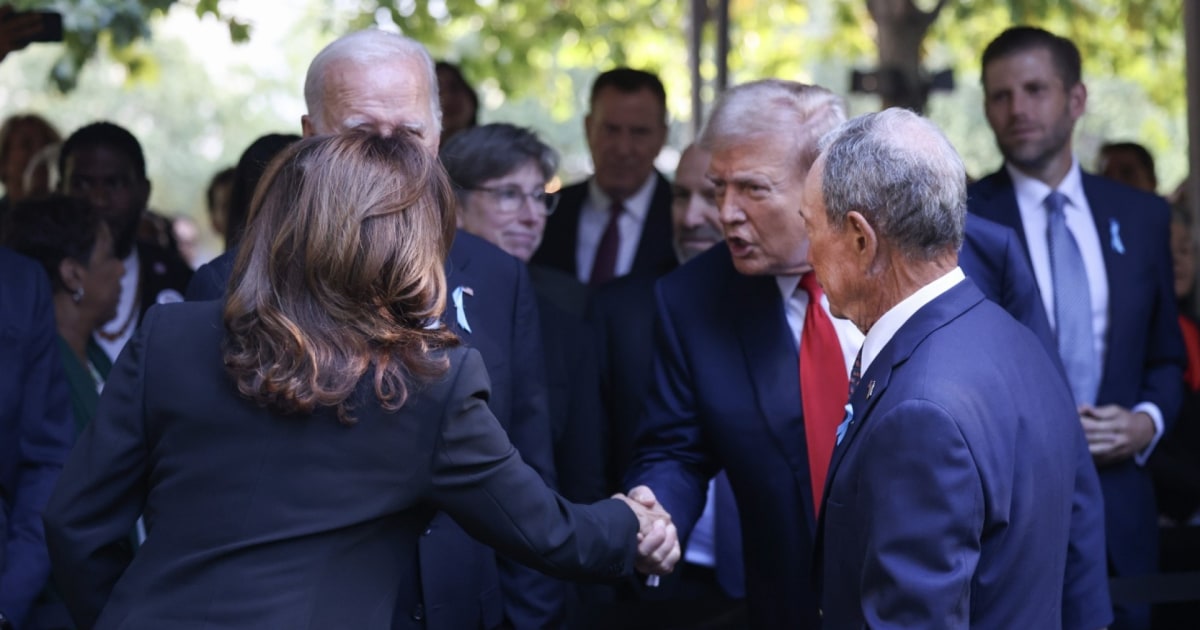 Watch: Harris and Trump shake hands at 9/11 memorial ceremony
