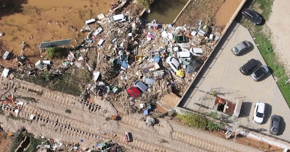 Aerial video shows scale of flood devastation in Spain