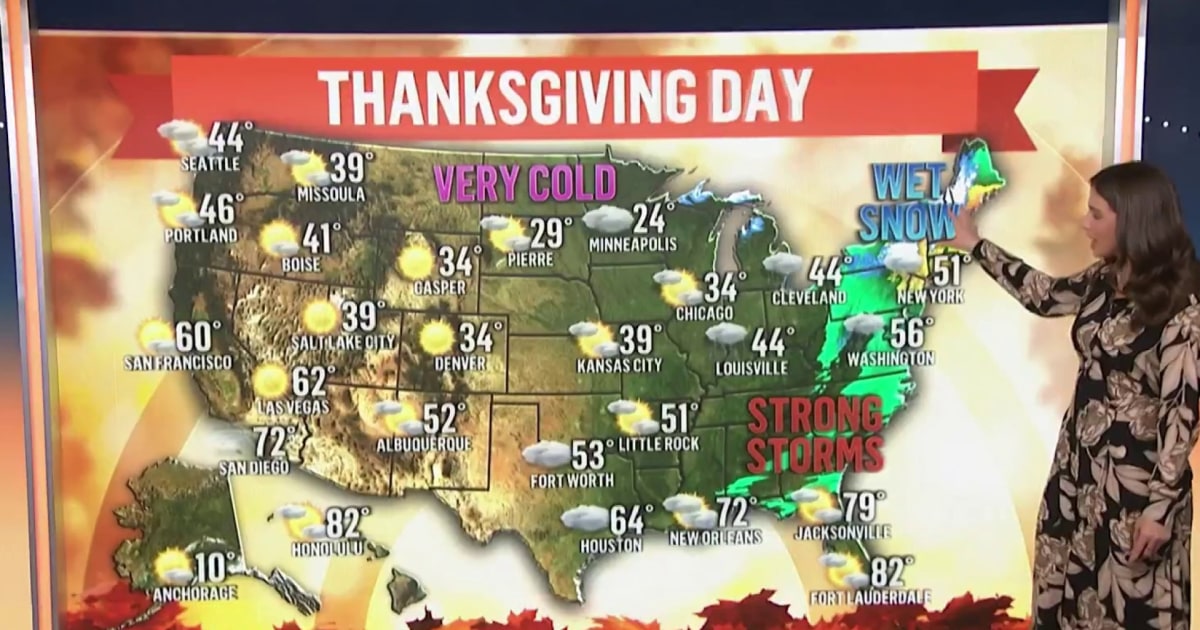 Rain and snow working across the Northeast on Thanksgiving Day