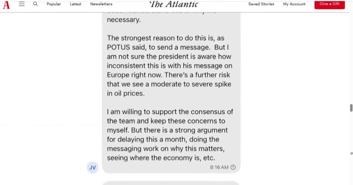 The Atlantic releases the Signal group chat messages on U.S. strikes in ...