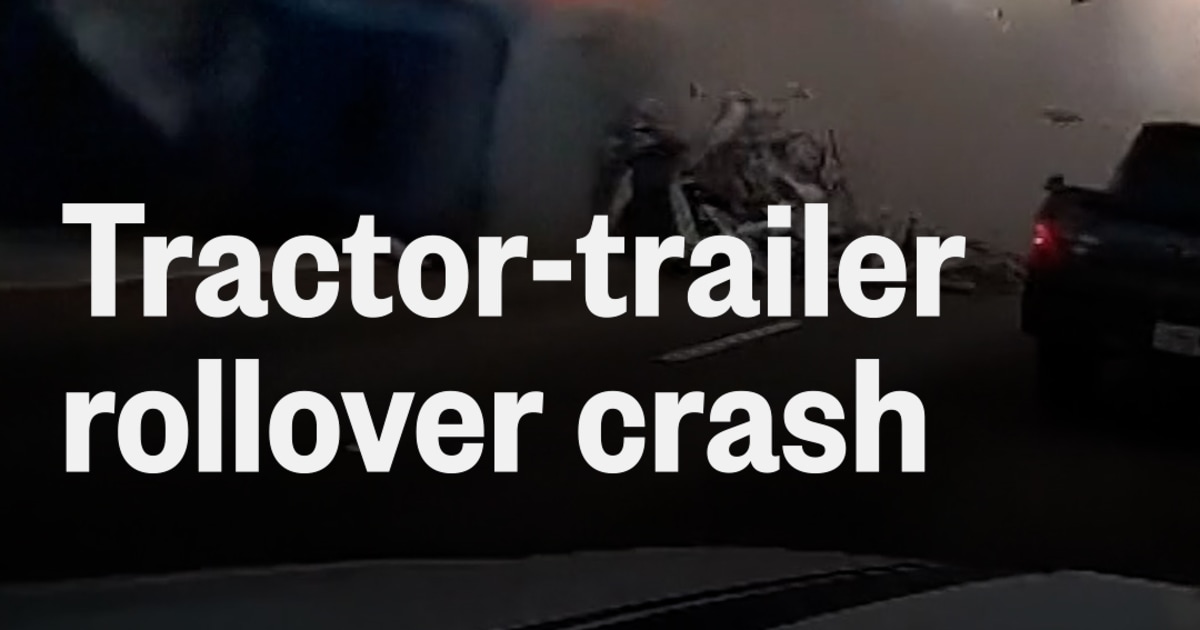Dashcam captures tractor-trailer erupting in flames during a rollover crash Dashcam captures tractor-trailer erupting in flames during a rollover crash