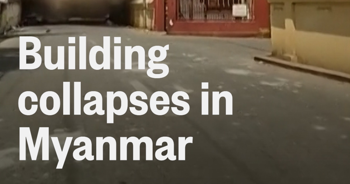 Camera captures building collapse in Myanmar