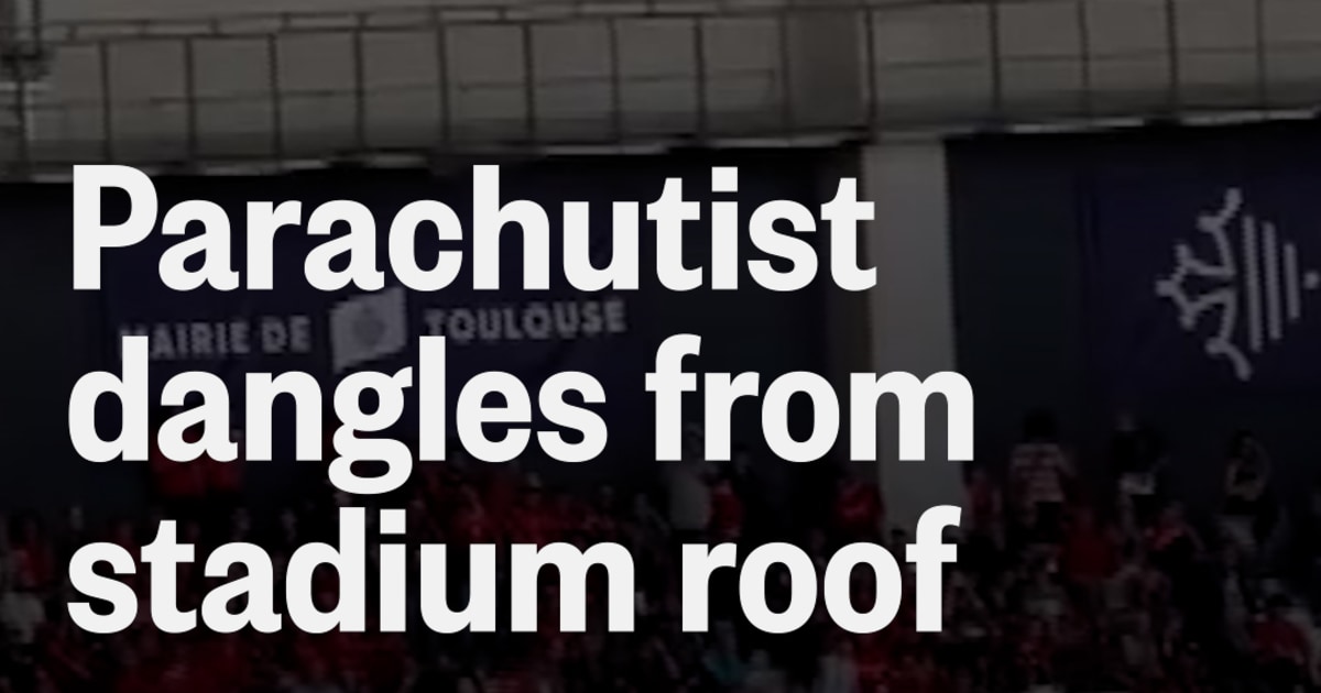 Paratrooper stuck on stadium roof ahead of rugby match