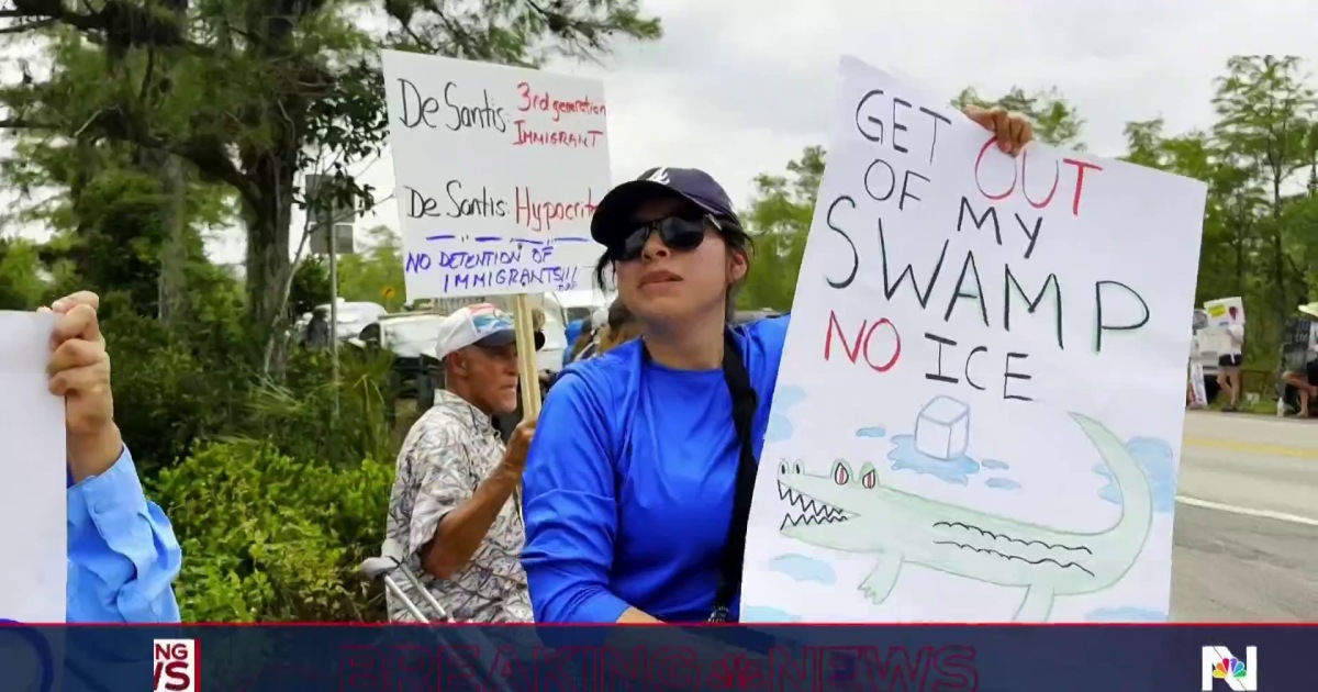 Protests erupt against ‘Alligator Alcatraz’ detention facility