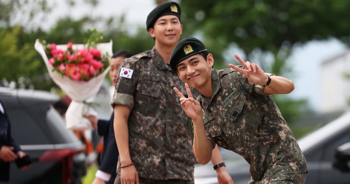 BTS members greeted by fans after discharge from South Korean military