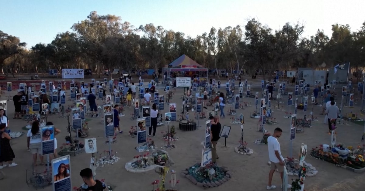 Drone video captures memorial at Nova Music Festival site on Oct. 7 ...