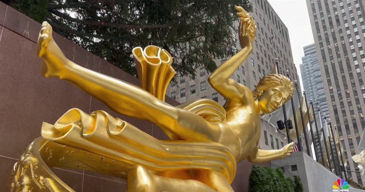 Prometheus statue at Rockefeller Center gets a golden makeover