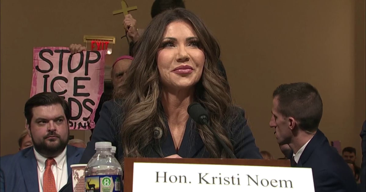 Protesters interrupt Noem's opening statement at House hearing
