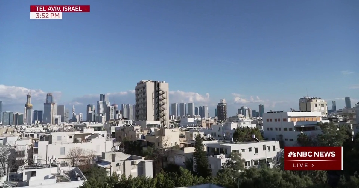 Air raid sirens sound across Tel Aviv on live TV