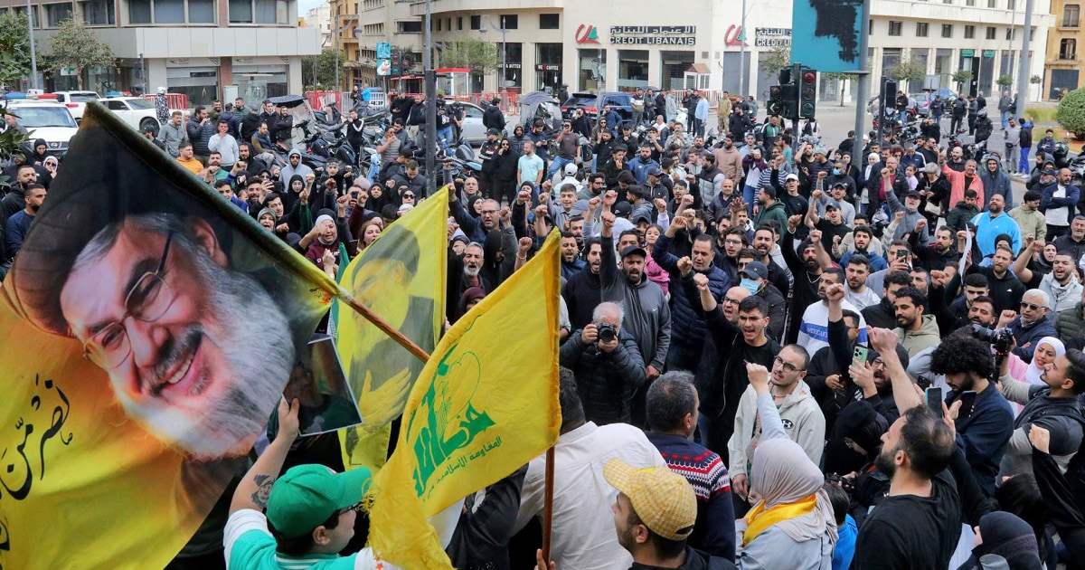 Hezbollah supporters protest against Lebanese negotiations with ...