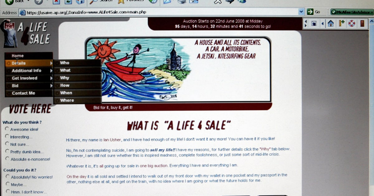 Bored with your life? Bid on this guy's
