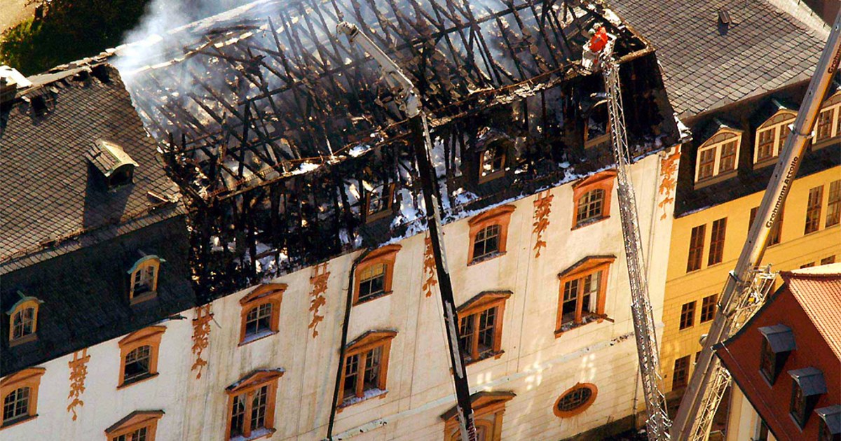 German library fire burns precious books
