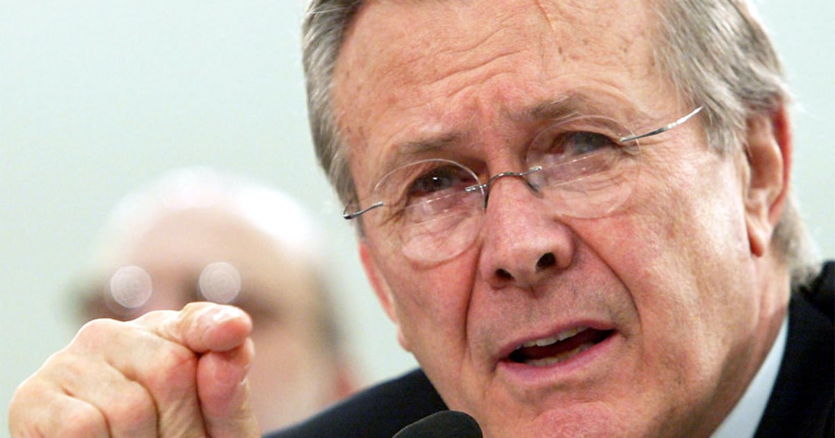 Rumsfeld stays to complete work ‘not finished’